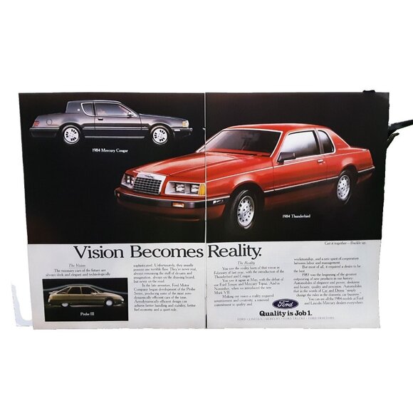 Wall Decor | 1984 Ford Thunderbird Red Color Car Original Print Ad ...